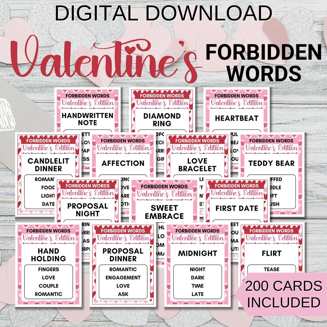 Valentine's Day Taboo Game, Forbidden Words Family Game, Fun Galentine ...