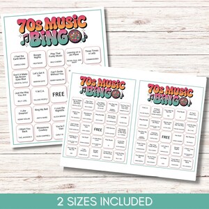 70s Music Bingo Game – 100 Printable Cards – Fun Party Activity With ...