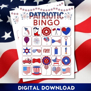 Patriotic Printable Bingo Game, 60 Unique Bingo Cards, Memorial Day ...