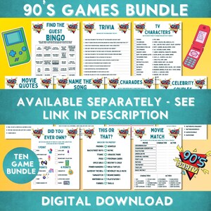Printable Music of the 1990's Bingo Game, 100 Cards, Instant Download ...