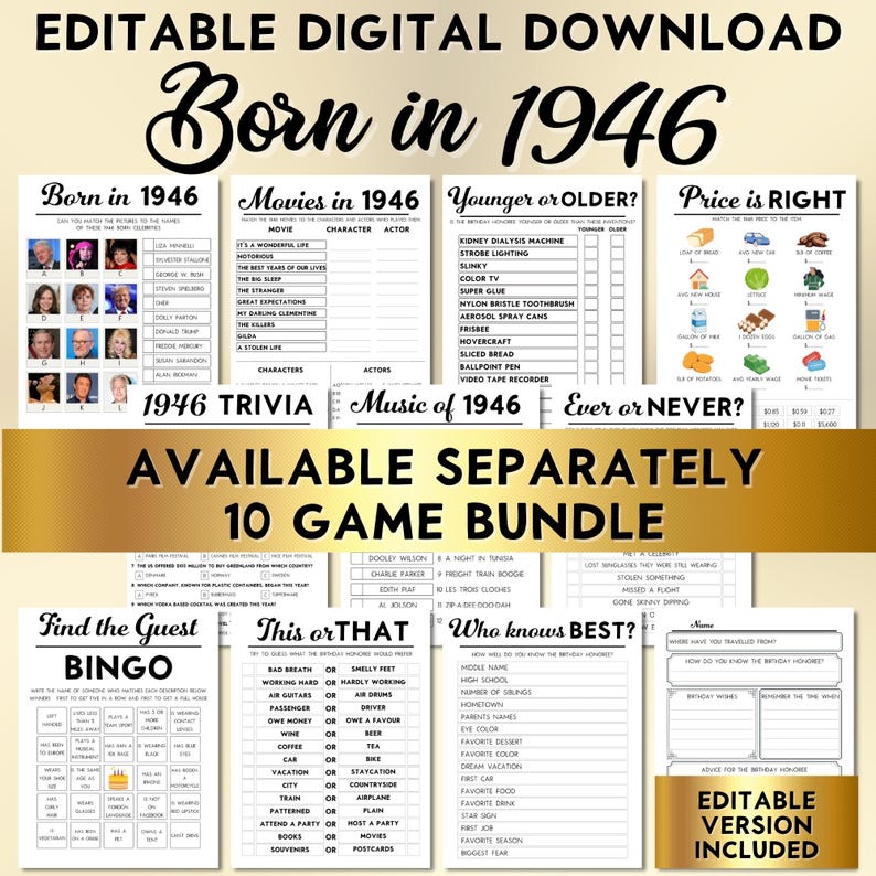 1946 Price Match Game, 80th Birthday Party (printable PDF) - Etsy