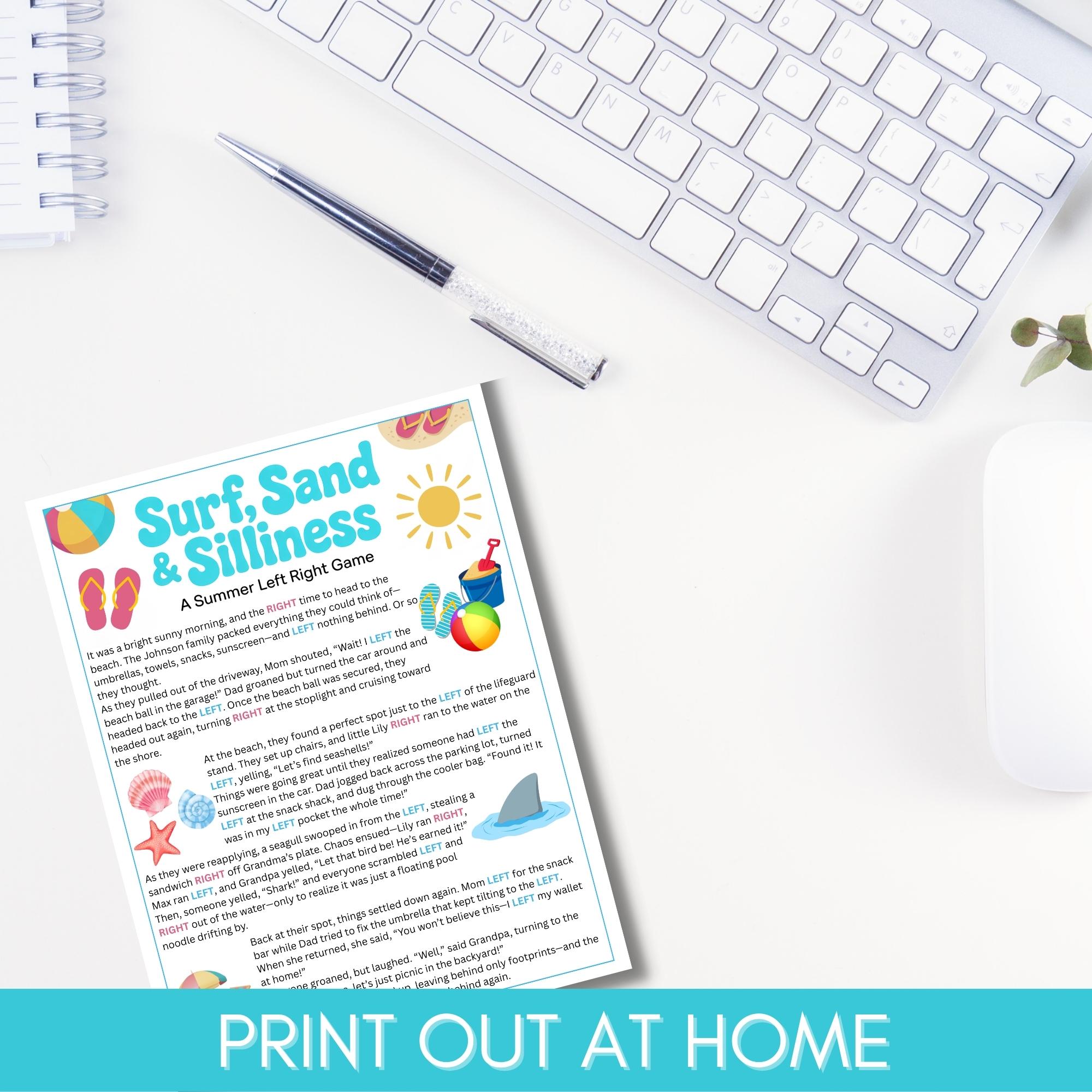Left Right Beach Game – Summer Party Printable – Surf, Sand & Silliness ...