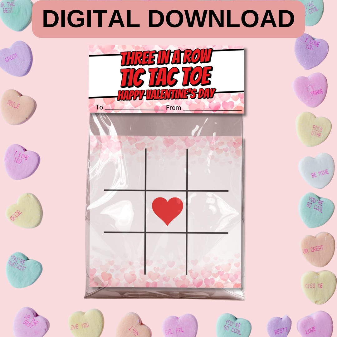 Tic Tac Toe Valentine Cards, Printable Classroom Valentines, Fun Game ...