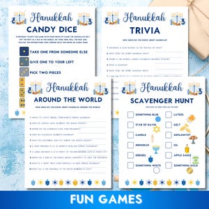 Hanukkah Games Bundle, Printable Family Activities for Kids and Adults ...