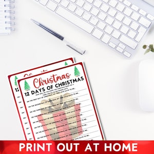 12 Days of Christmas Printable Quiz, Digital Download, Party Game ...