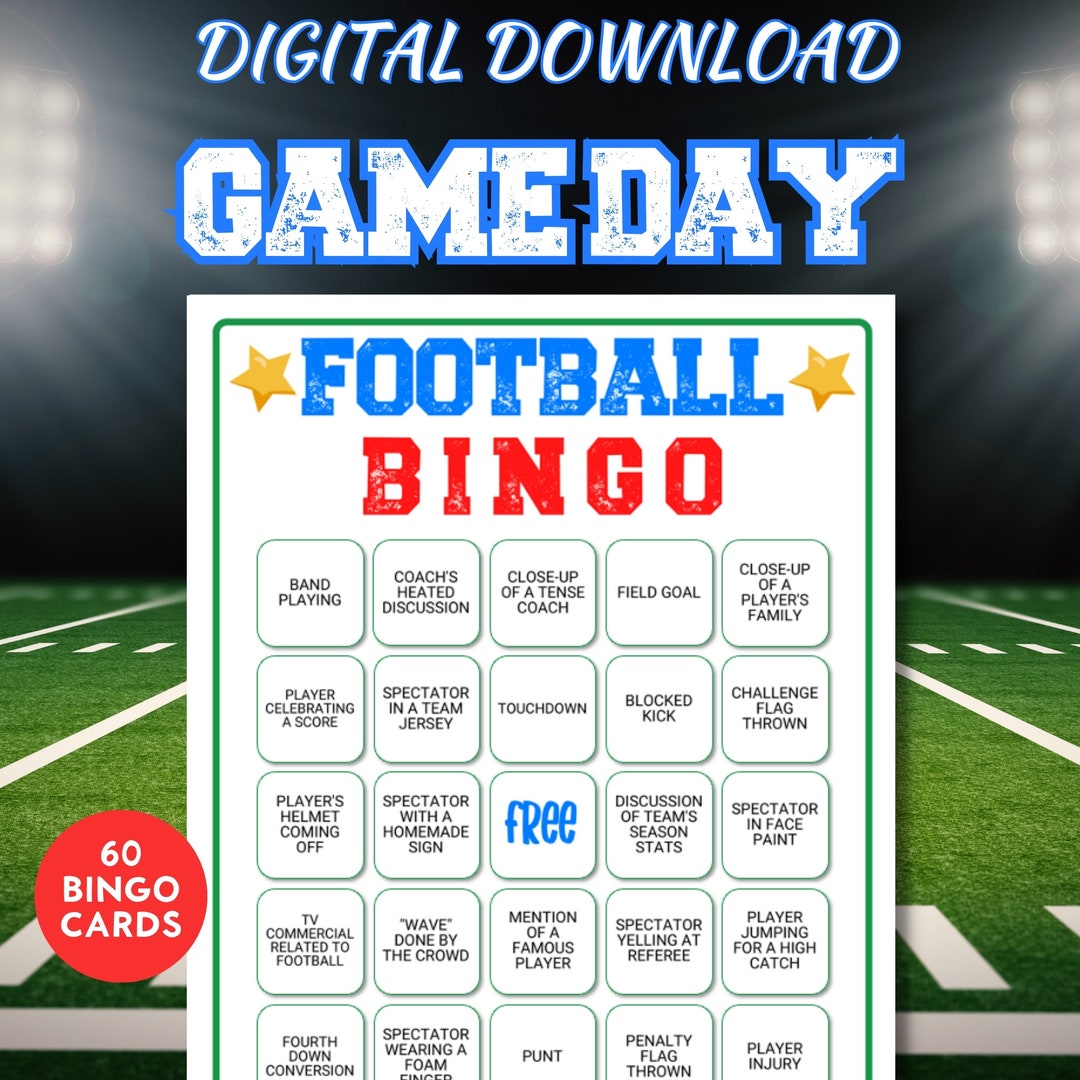 Football Bingo, 60 Unique Bingo Cards, Football Activity, Kid's ...