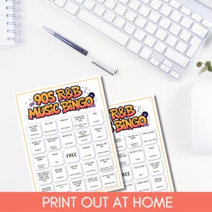 90s R&B Music Bingo, Printable Bingo Game, Throwback 90s Party Game ...