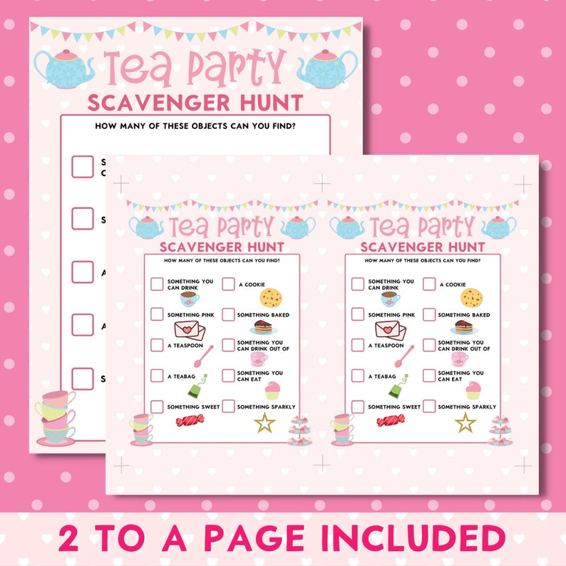 Tea Party Printable Scavenger Hunt Girls Birthday Party - Etsy