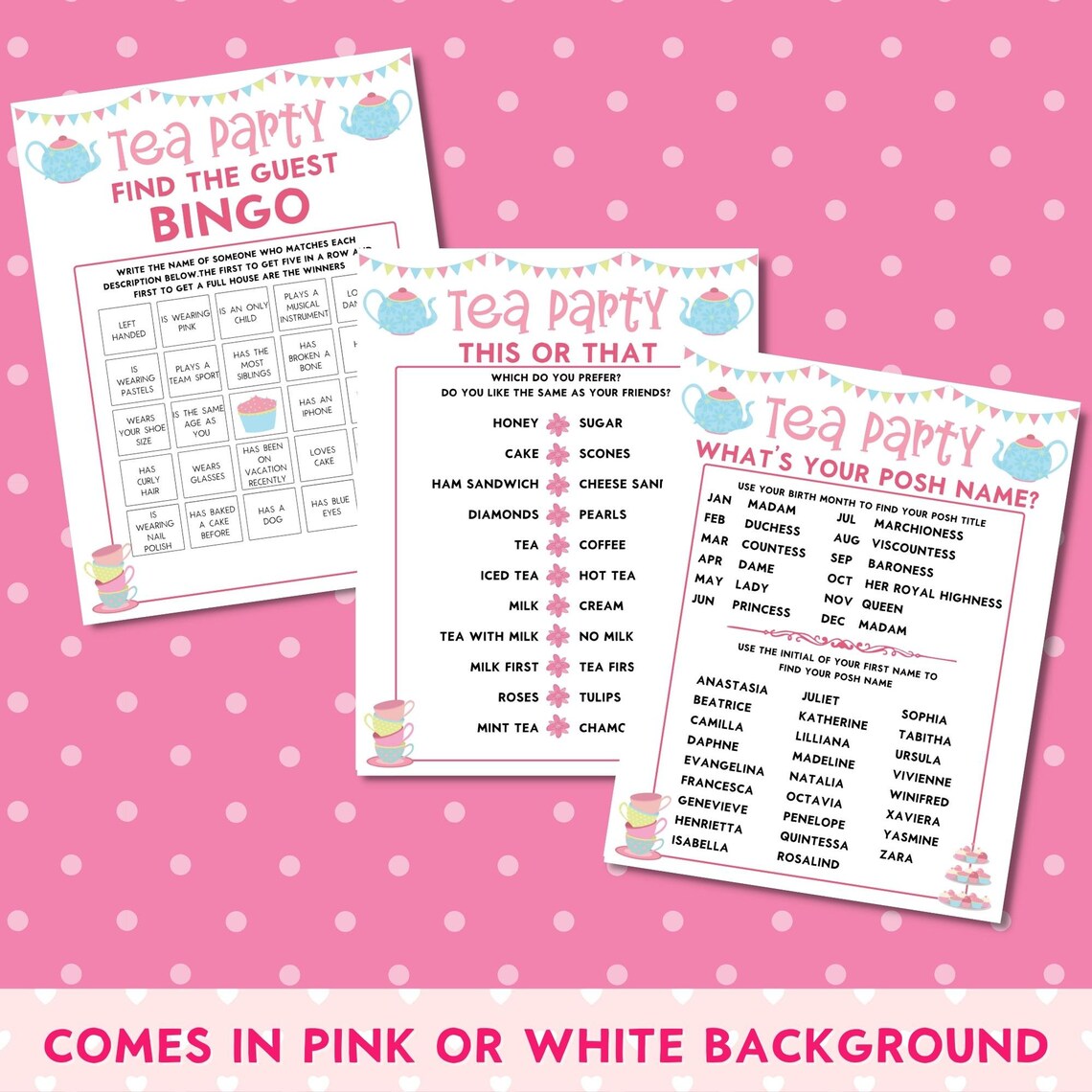 Printable Tea Party Games and Activities Bundle 10 Games and - Etsy