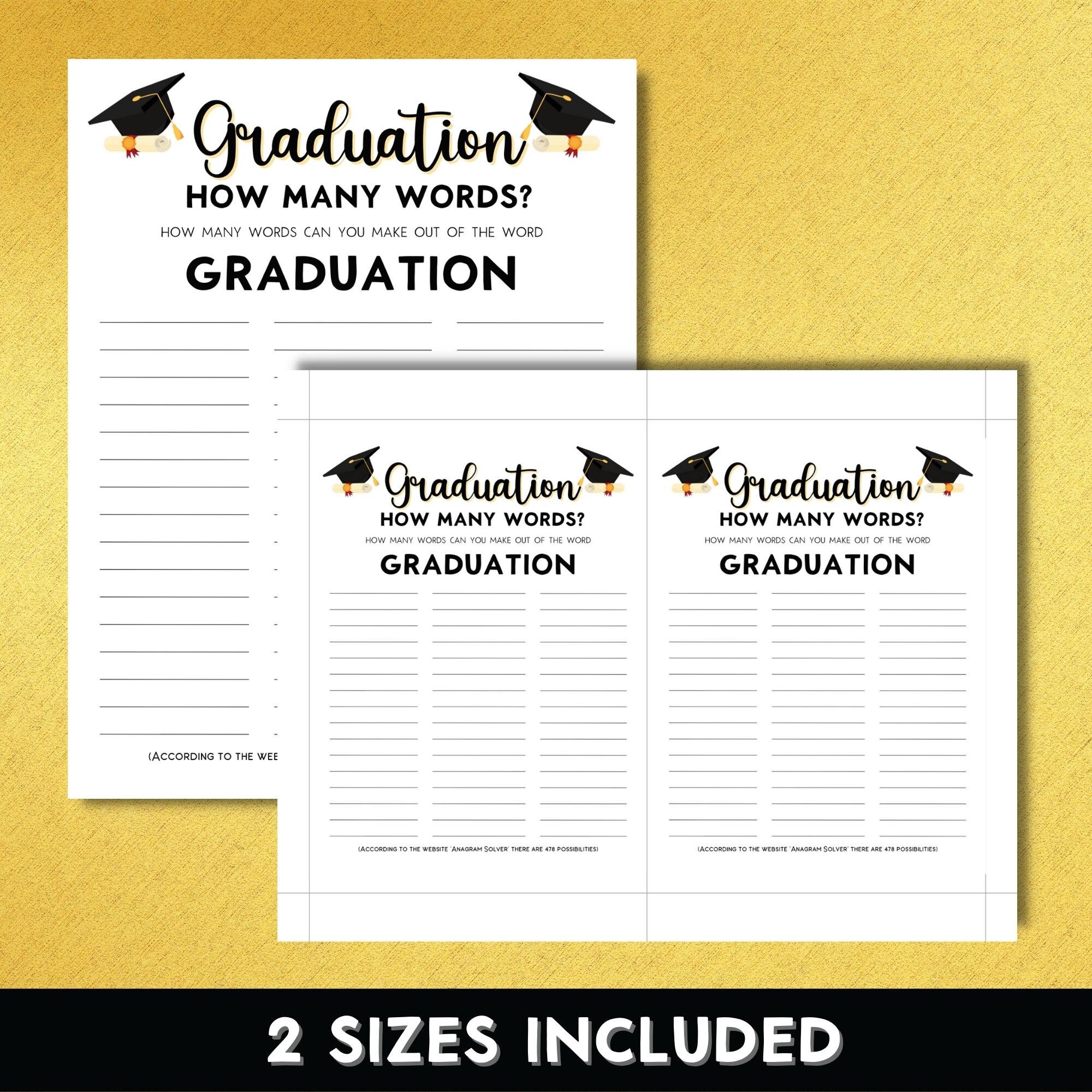 Printable Graduation Party How Many Words College High - Etsy