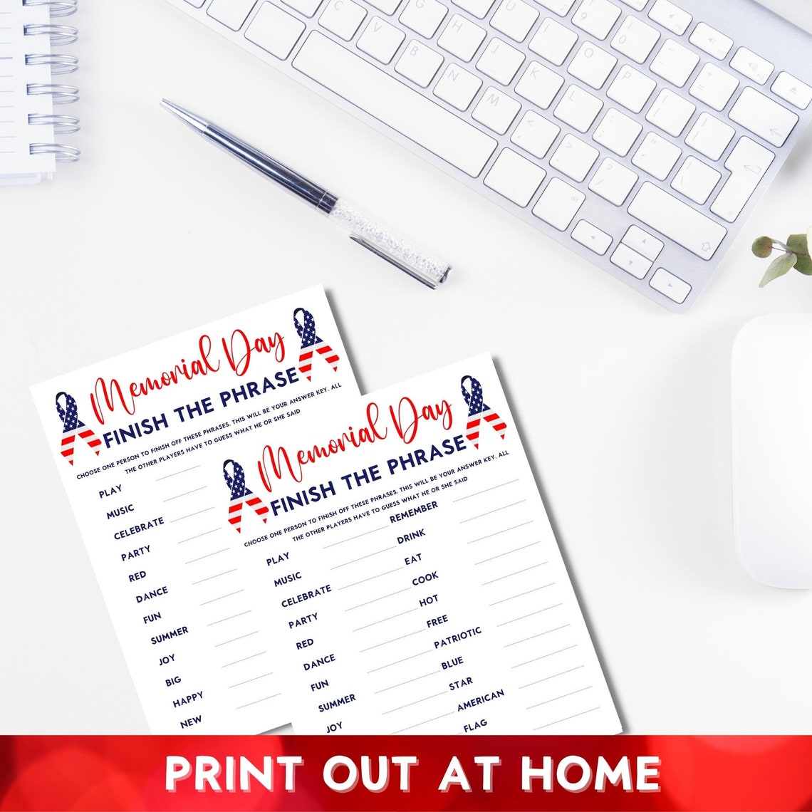 Printable Memorial Day Finish the Phrase Game, Family Party Fun ...
