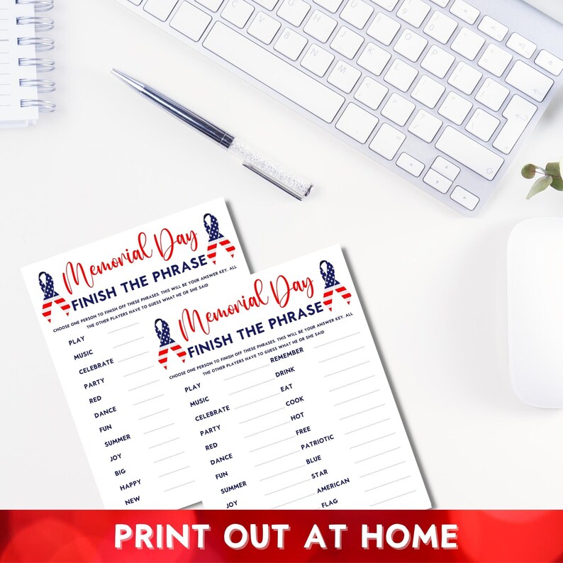 Printable Memorial Day Finish the Phrase Game Family Party - Etsy