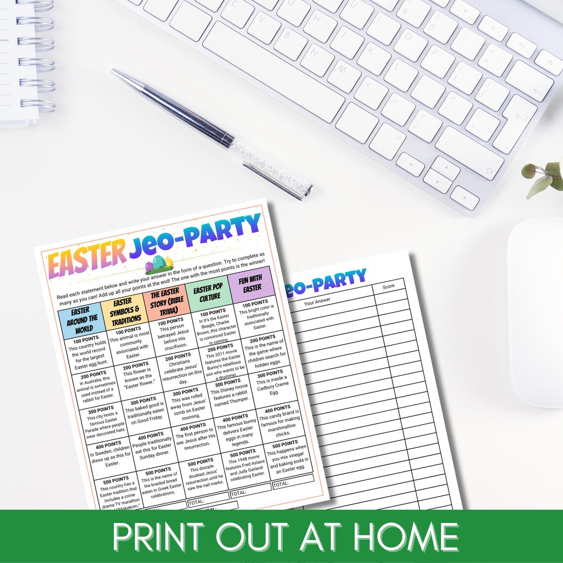 Easter Jeopardy Game, Printable Easter Trivia for Church, School ...