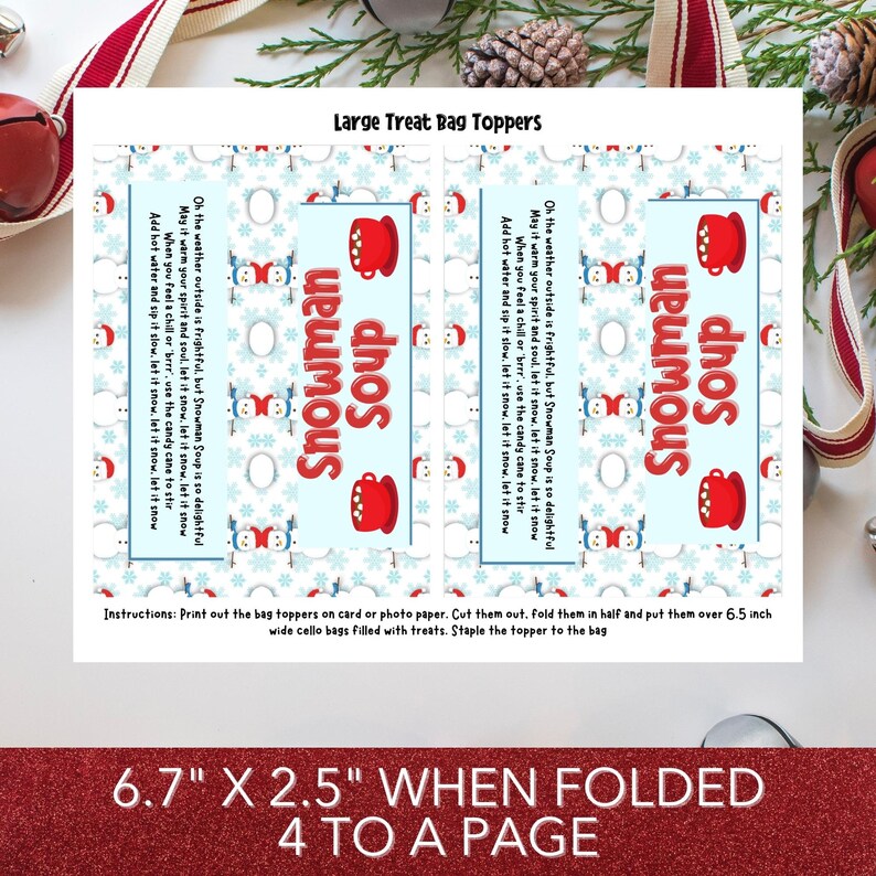 Printable Snowman Soup Treat Bag Topper Instant Download | Etsy