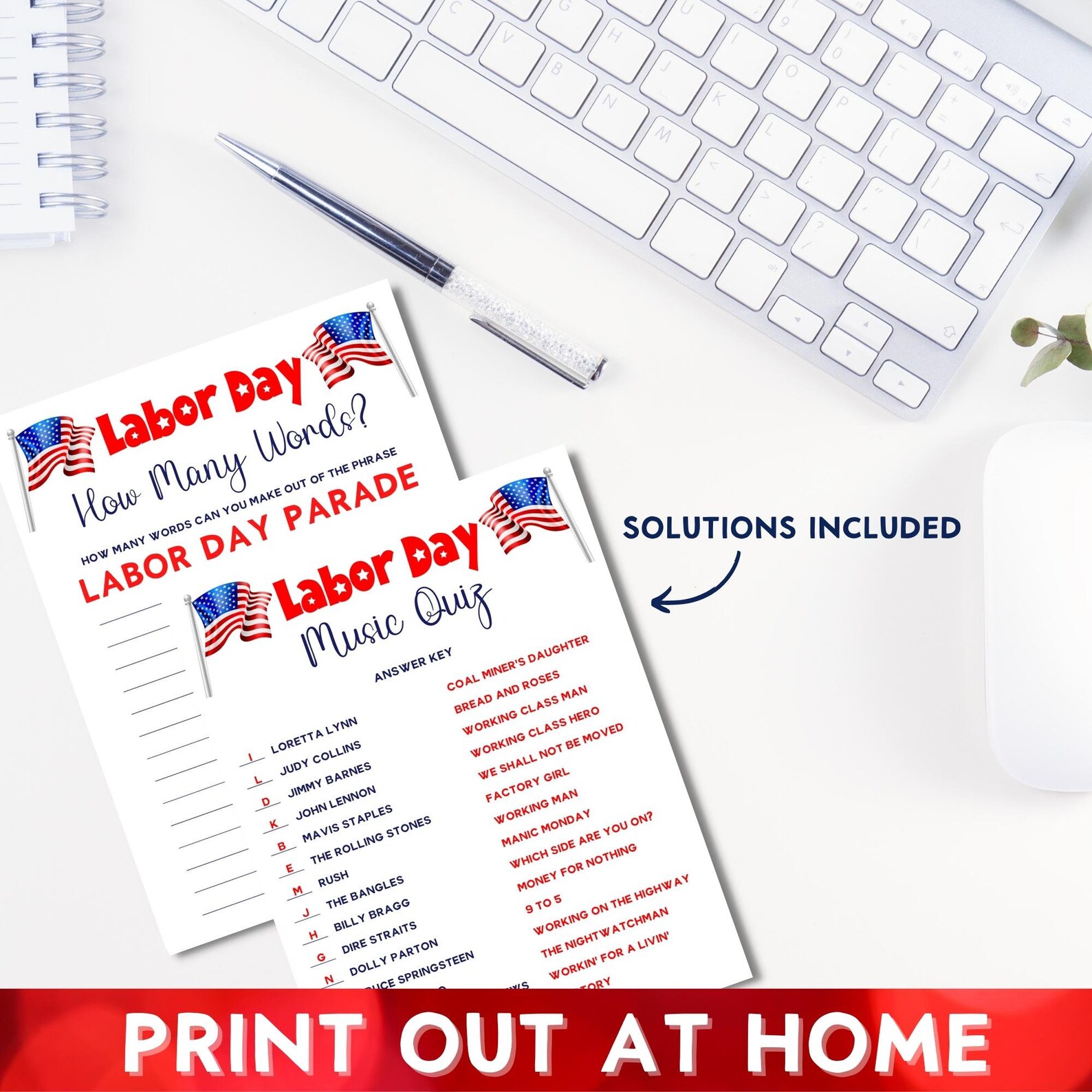 Labor Day Games Bundle, Printable, Trivia Quiz, Patriotic Party Game ...