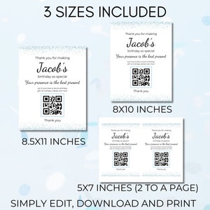 Blue Birthday Cashapp Poster for Teen/tween With QR Code: Perfect ...