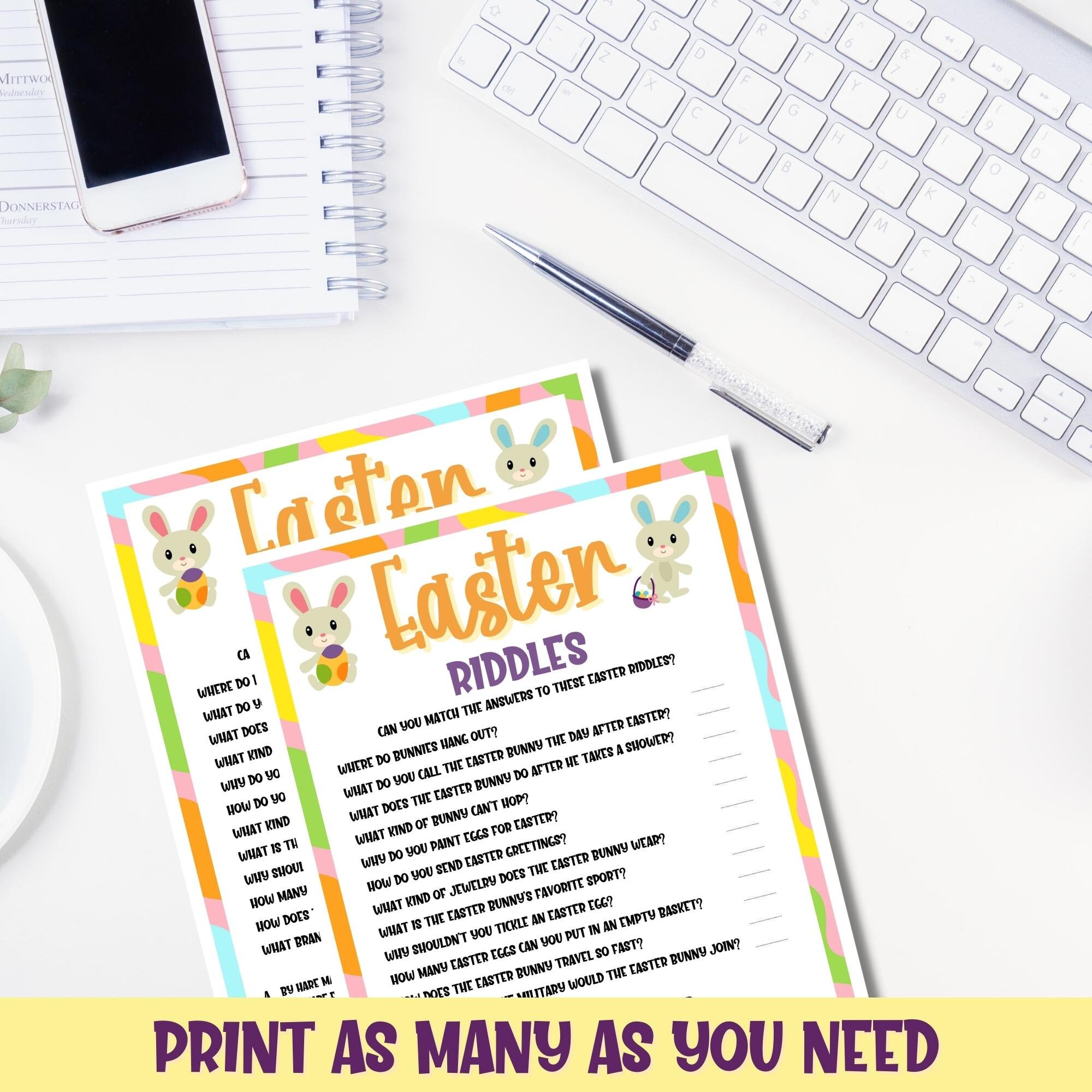 Printable Easter Riddles Game Fun for Children and Adults - Etsy