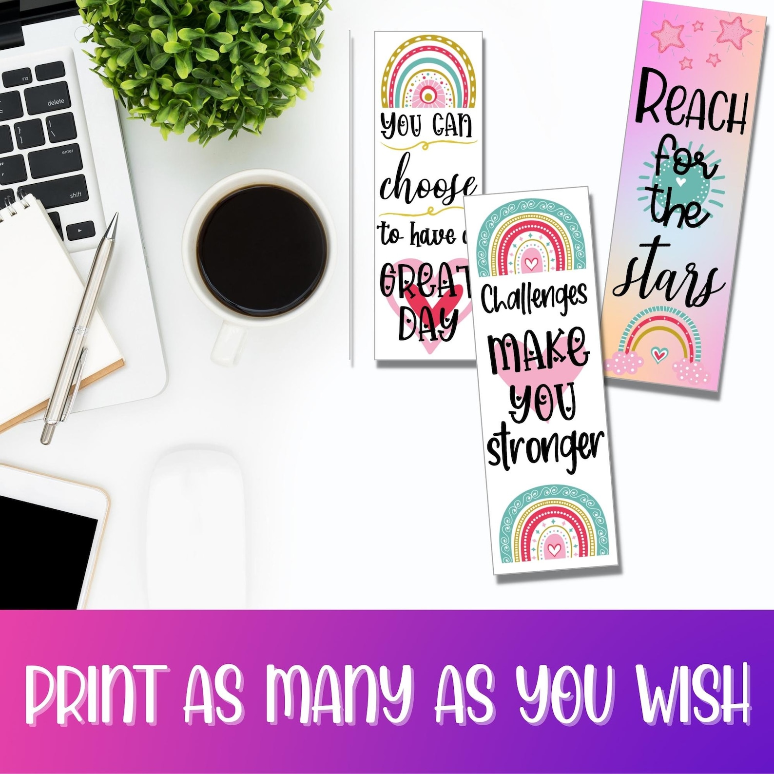 Printable Positive Affirmations Bookmarks, Rainbow Design (digital ...