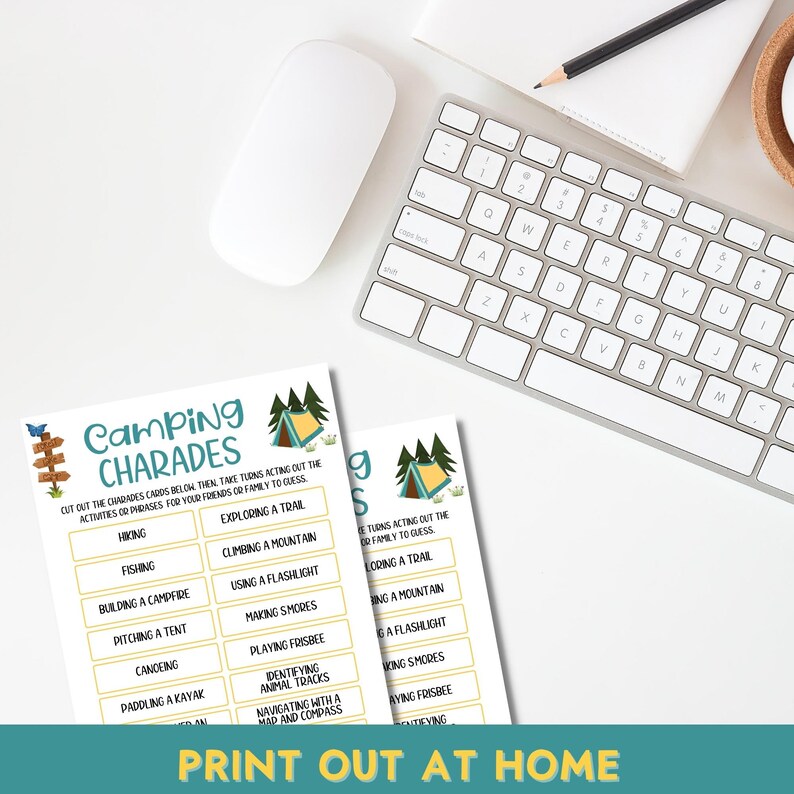 Camping Charades Game, Printable Camping Trip Game, Summer Camp, Family ...