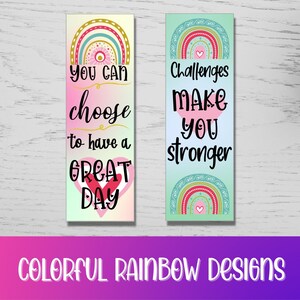 Printable Positive Affirmations Bookmarks, Rainbow Design (digital ...