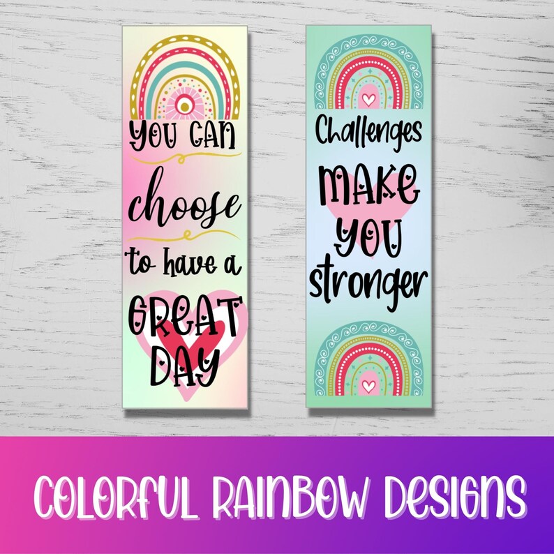 Printable Positive Affirmations Bookmarks, Rainbow Design (digital ...