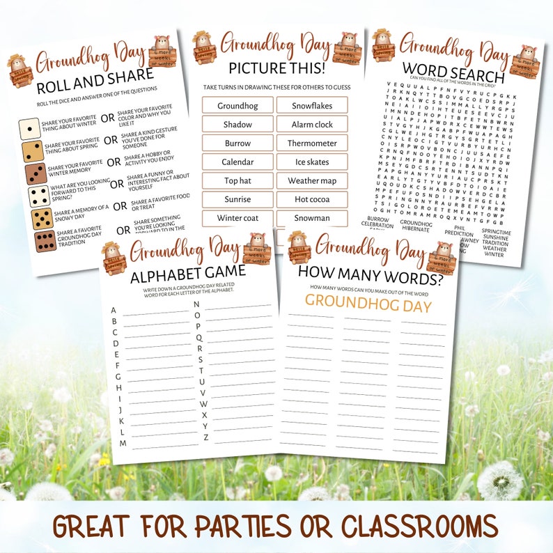 Groundhog Day Games, 16 Game Printable Bundle, Party Idea, February 2nd ...