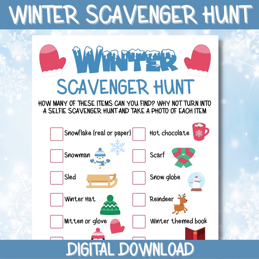 Winter Scavenger Hunt Game, Party, Family Activities, Classroom ...