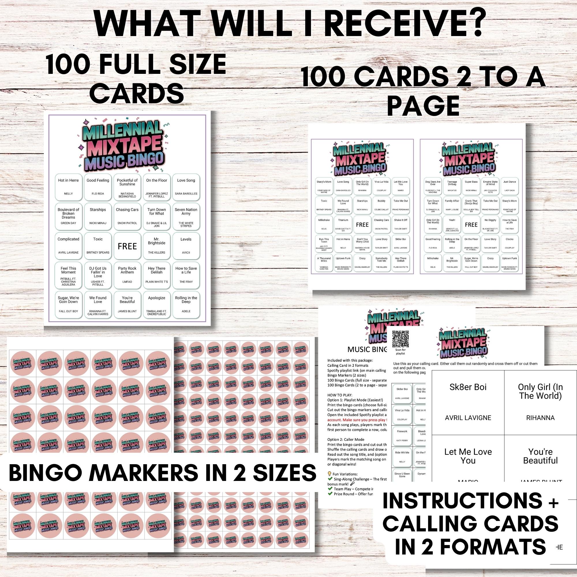 Millennial Mixtape Music Bingo – 00s & 10s Printable Party Game, 75 ...