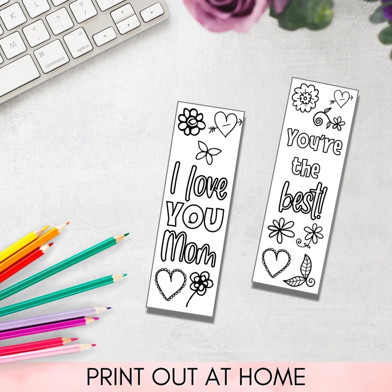 Mother's Day Printable Coloring Bookmarks DIY Gift for - Etsy