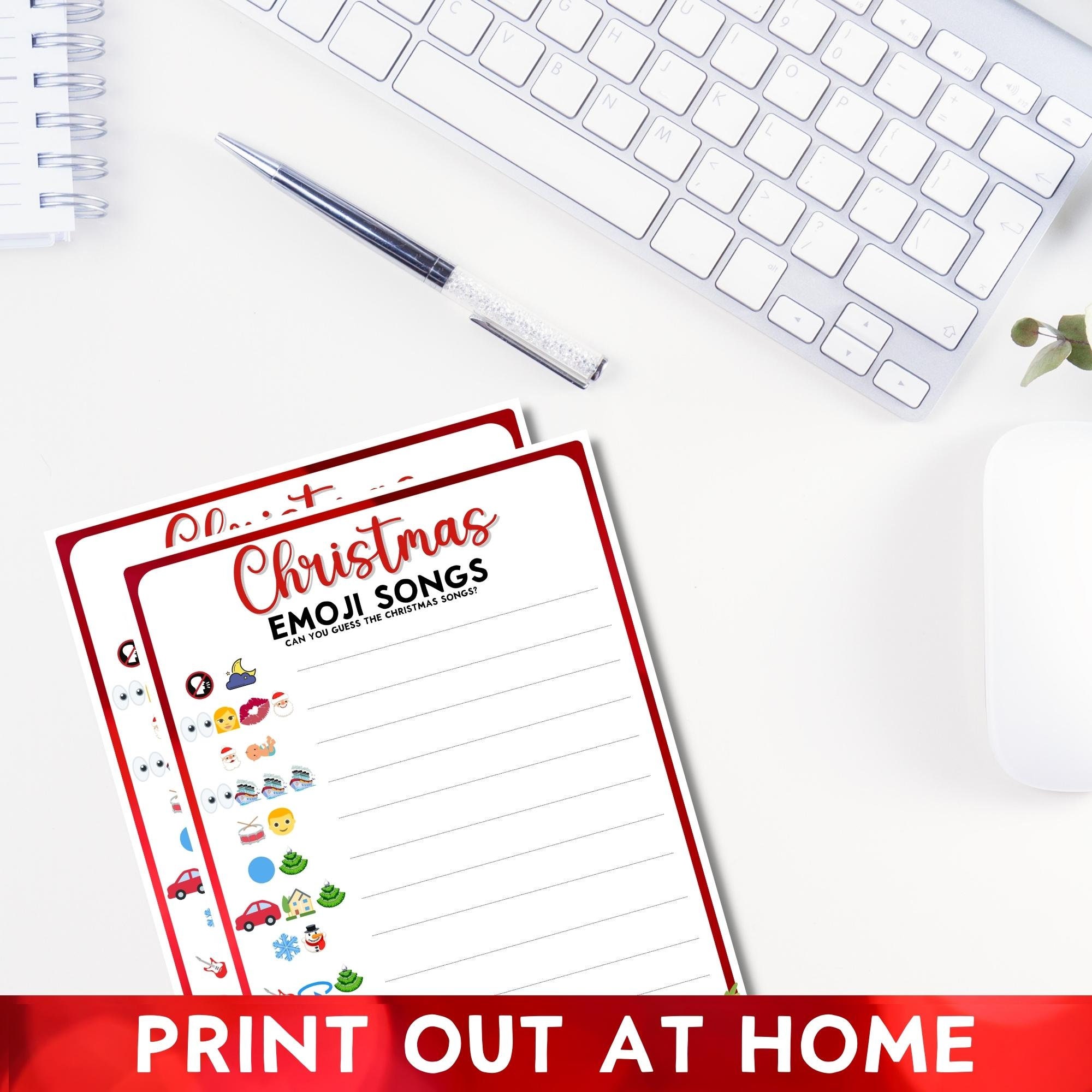 Christmas Emoji Songs Printable Game, Digital Download, Party Game ...