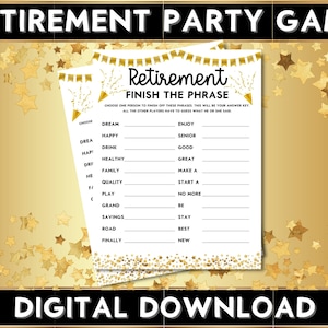 Printable Retirement Party Finish the Phrase Game, Icebreaker, Work ...