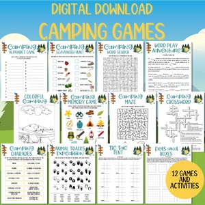 30 Camping Bingo Cards Printable Game, Camping Party Bingo Game ...