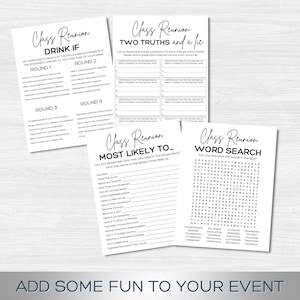 Class Reunion Games Bundle, Printable High School Reunion, College ...