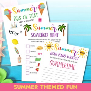 Summer Party Games Bundle, 12 Printable Games and Activities, Pool ...