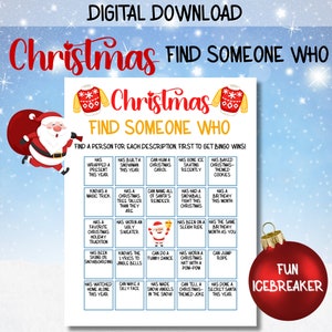 Christmas Find Someone Who | Christmas Group Game | Icebreaker Bingo ...