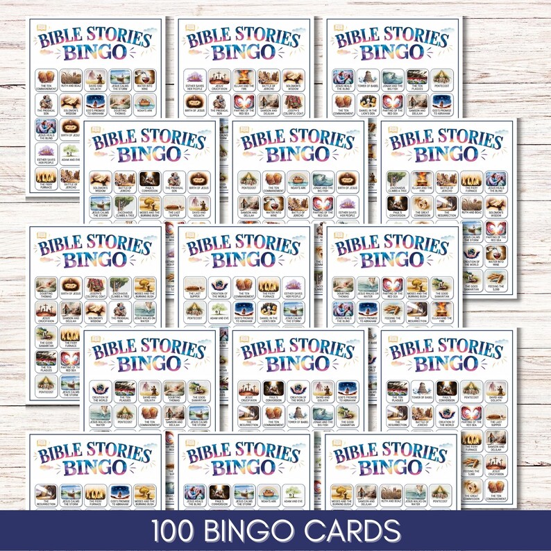 Bible Story Bingo - Printable Bible Games - Sunday School Activity ...