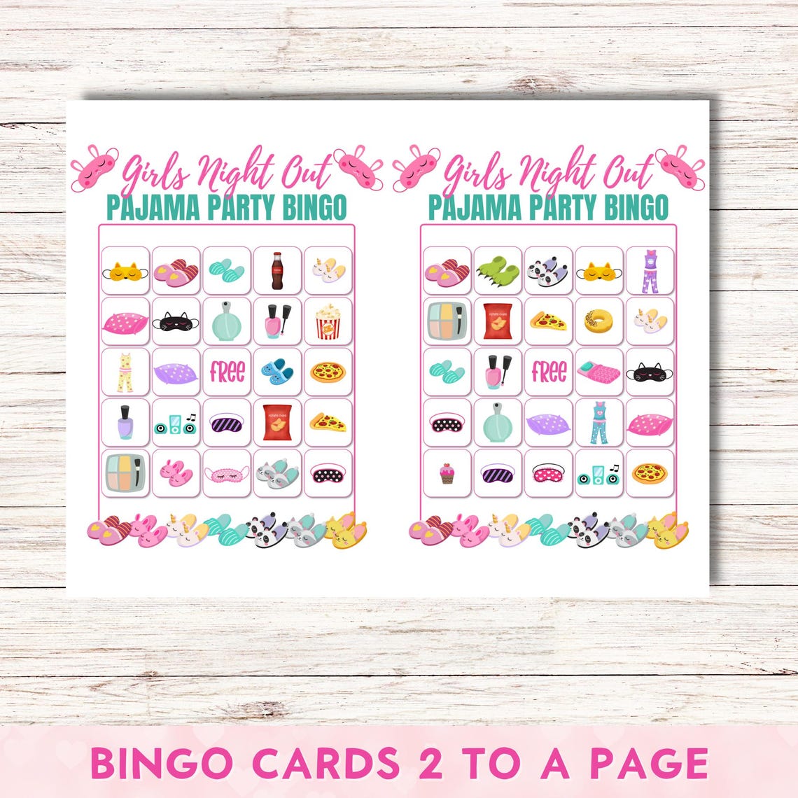 Pajama Party Bingo Game for Girls Sleepover, Birthday Party Fun ...