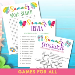 Summer Party Games Bundle, 12 Printable Games and Activities, Pool ...