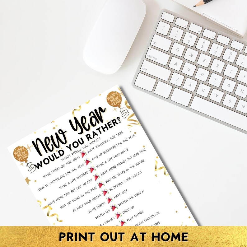 New Year's Eve Would You Rather Game, Family Fun (digital Download) - Etsy
