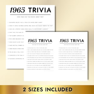 61st Birthday Party Games, Born in 1965 Trivia, Music Quiz (printable ...
