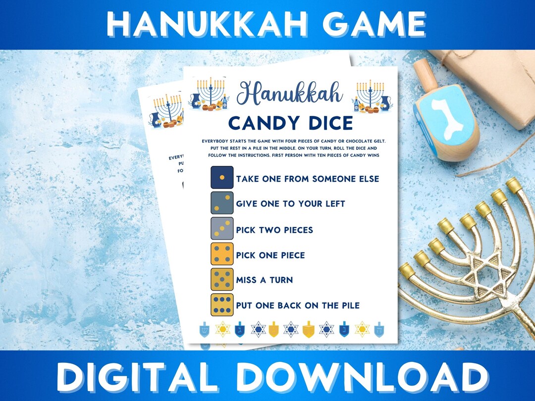 Printable Hanukkah Candy Dice Game, Digital Download, Party Game ...