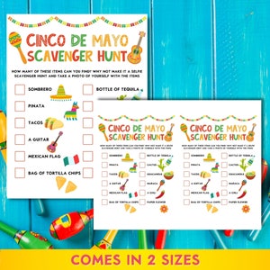 Cinco De Mayo Printable Scavenger Hunt, Fiesta Party, Family Game Night ...