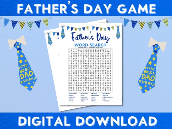 Printable Father's Day Game Word Search Family Game - Etsy
