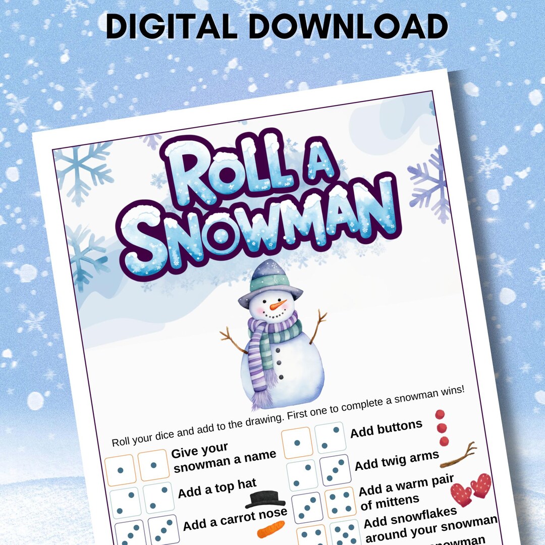 Roll a Snowman Game, Printable Christmas Activity for Kids, Fun Family ...