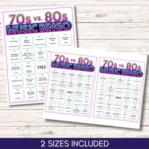 70s Vs 80s Music Bingo, Printable Music Game, Party Game, Instant ...