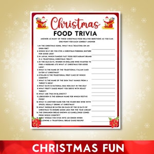 Christmas Food Trivia Quiz, Printable Game, Digital Download, Party ...