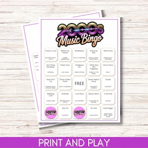 2000s Music Bingo, Printable Music Game, Party Game, Instant Download ...
