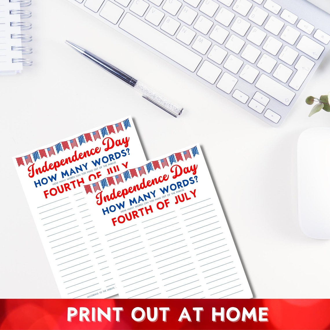 Printable Independence Day How Many Words Game Family Fun - Etsy