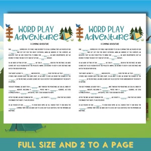 Camping Word Play Game, Printable Camping Trip Game, Summer Camp ...