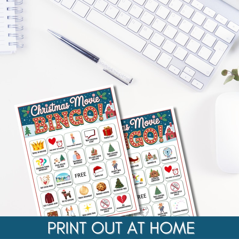 Christmas Movie Bingo Game: 50 Printable Holiday Cards (PDF Download - Etsy